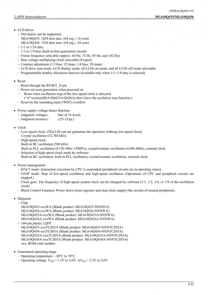 ML610Q436A documentation page 3