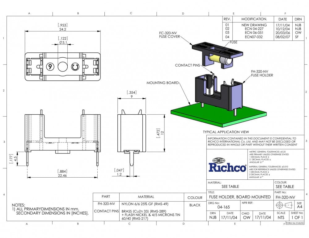 FH-320-NV technical document page