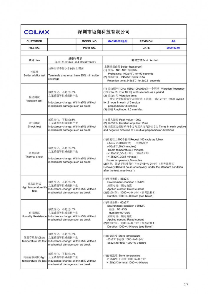 MACM9070 specification page 5