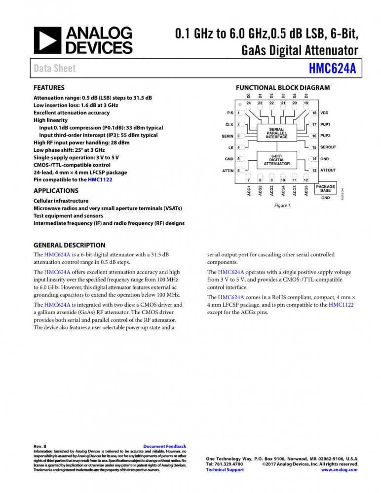 HMC624A datasheet page 1