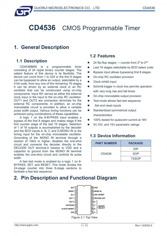 CD4536 datasheet page 1