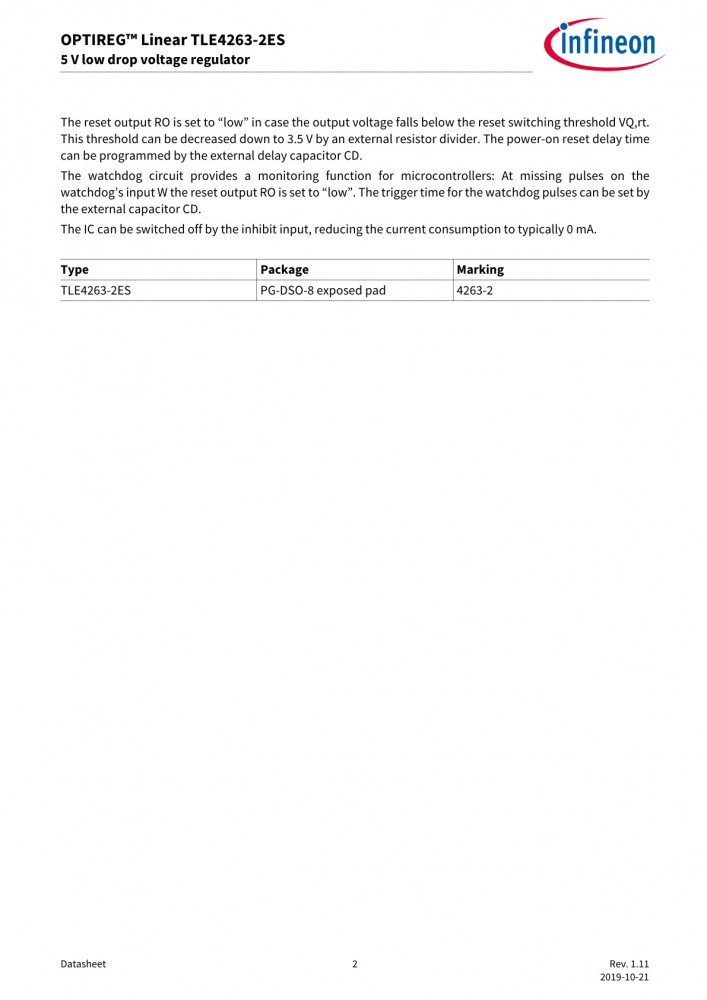 TLE4263-2ES datasheet page 2