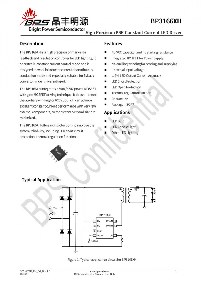 BP3166XH technical document page 1