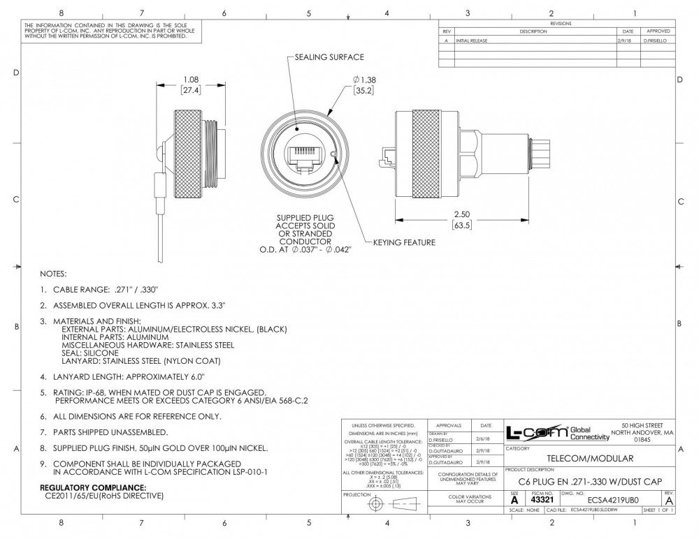 L-com ECSA4219UB0 technical drawing