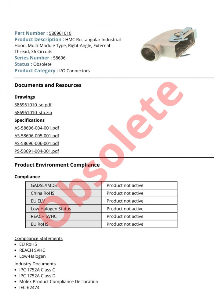 MOLEX 586961010 technical document page 1