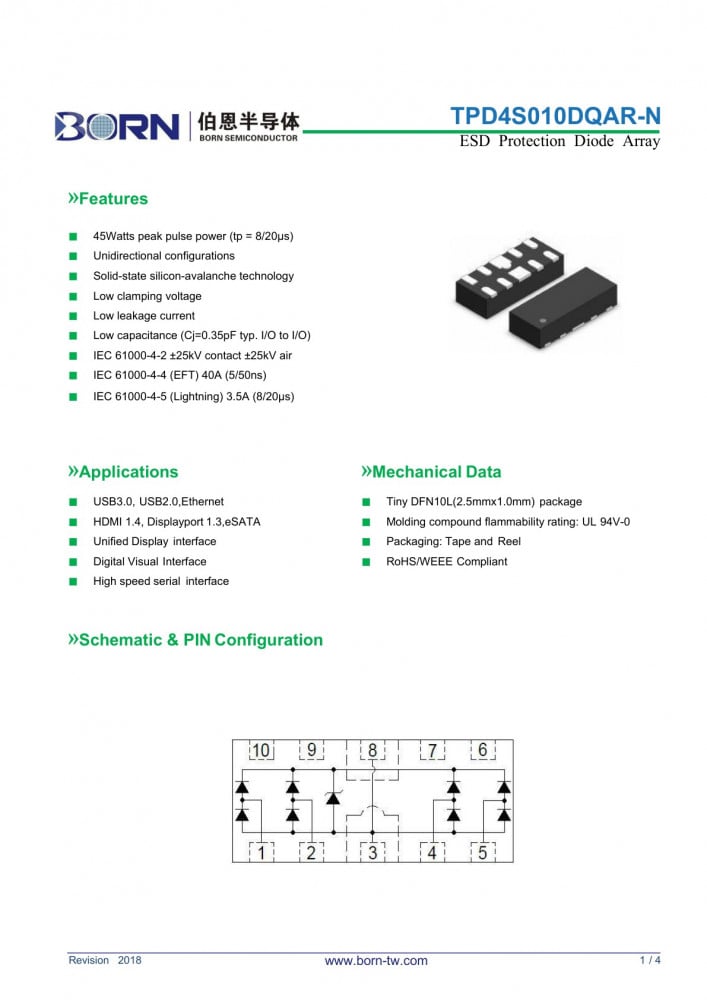 TPD4S010DQAR-N datasheet page 1