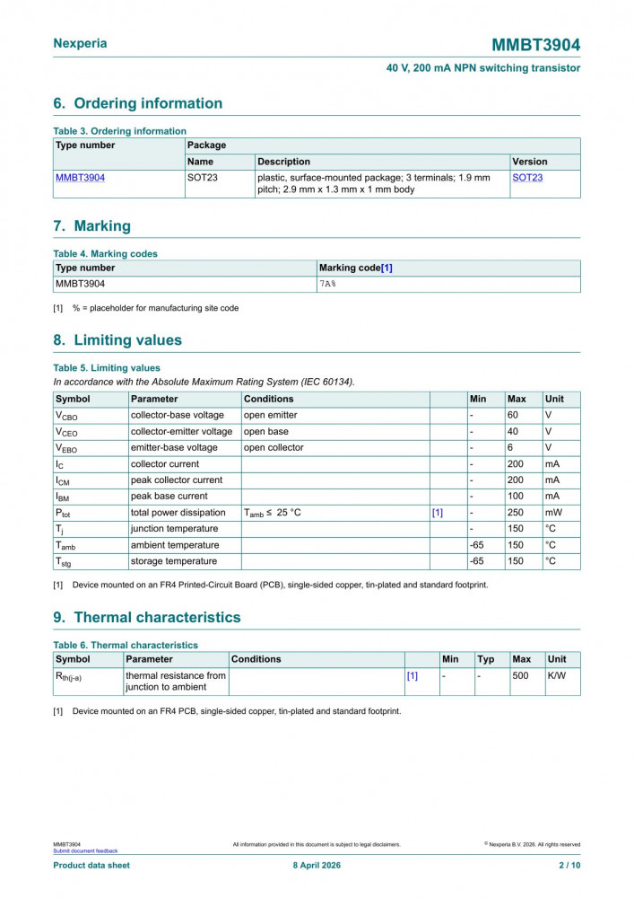 MMBT3904 datasheet page 2