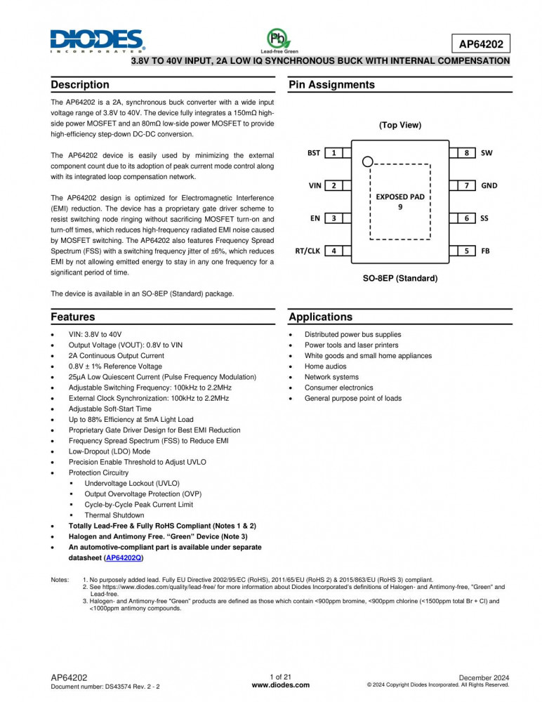 AP64202SP-13 datasheet page 1