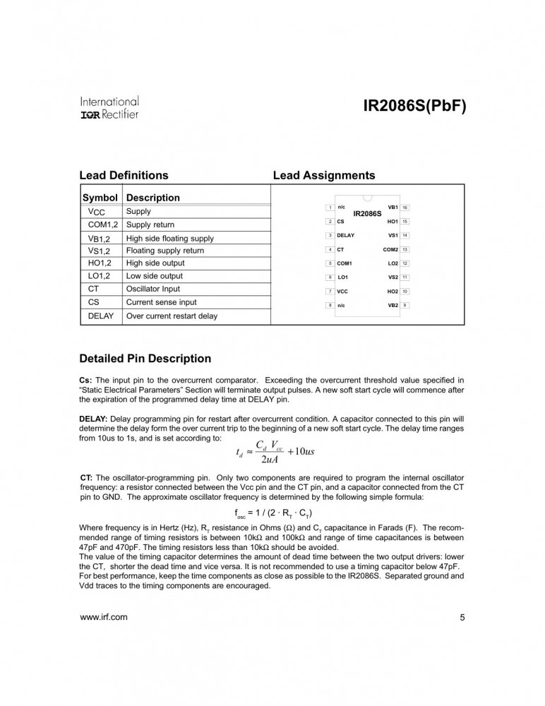 IR2086STRPBF technical document page 5