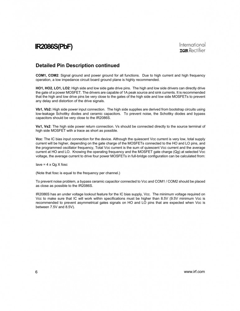 IR2086STRPBF technical document page 6