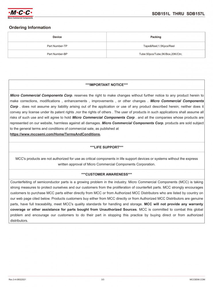 MCC SDBL-1 bridge rectifier datasheet page 3