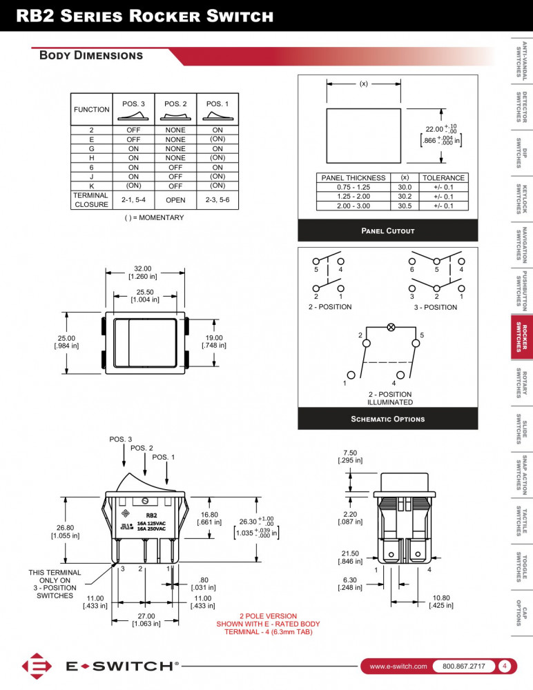 RB2 rocker switch datasheet page 4