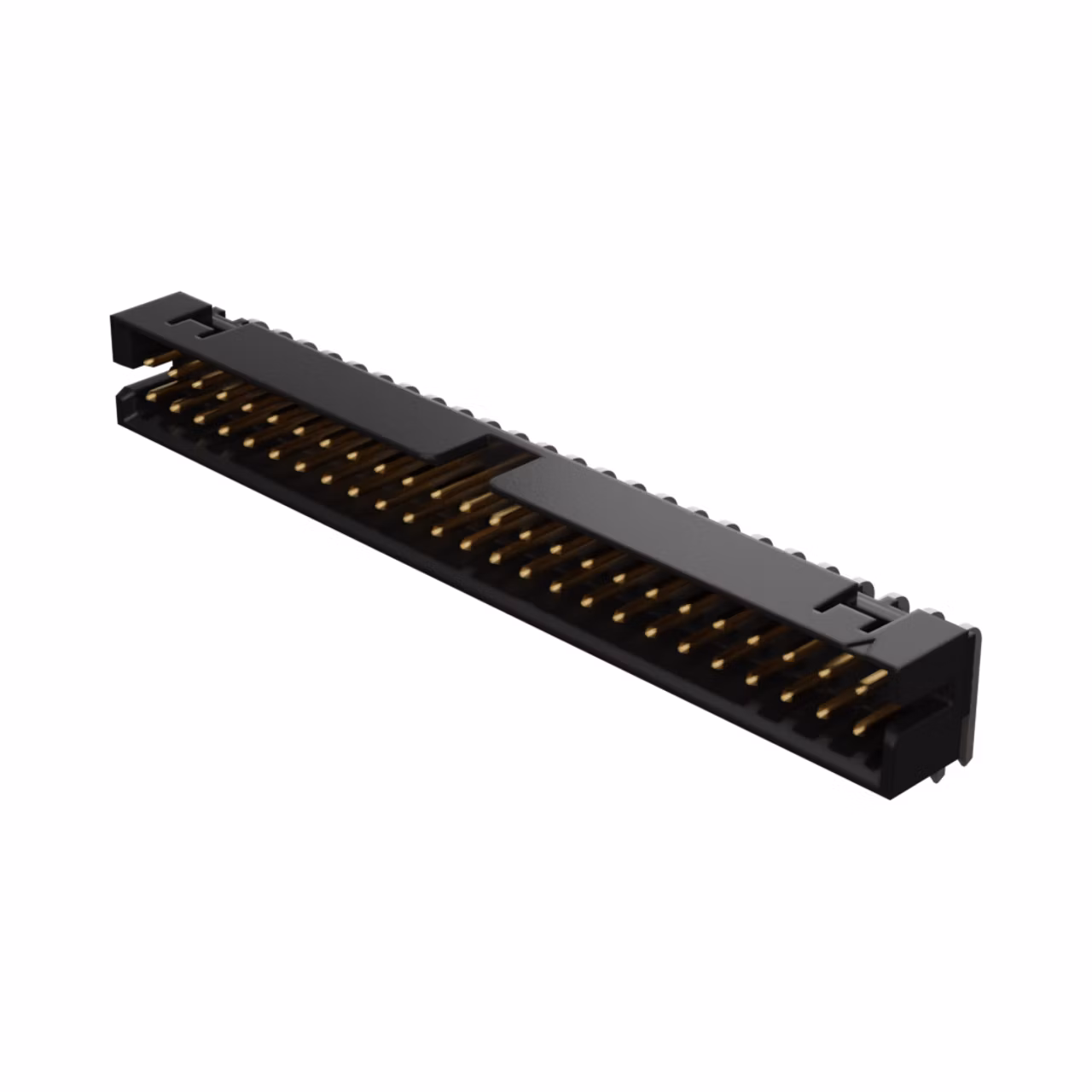 2.00mm Pitch, Milli-Grid PCB Header, Dual Row, Right-Angle, Through Hole, 50 Circuits, 0.38µm Gold (Au) Plating, 3.00mm Tail Length, Dual Side Slots, Dual Friction Locks, Center Polarization, Tube for sale