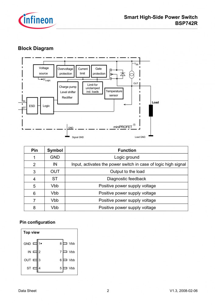 BSP742RXUMA1 datasheet page 2