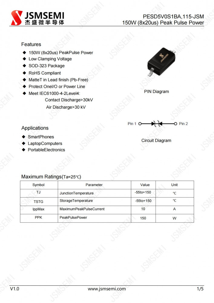 PESD5V0S1BA,115-JSM datasheet page 1