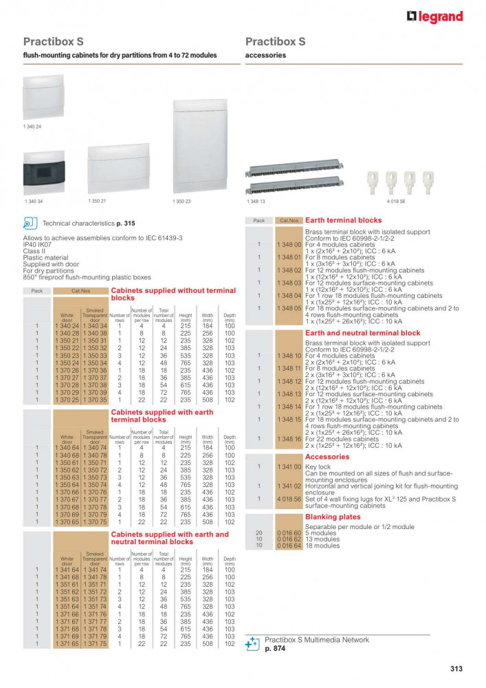 Legrand product documentation image for the Practibox S enclosure range