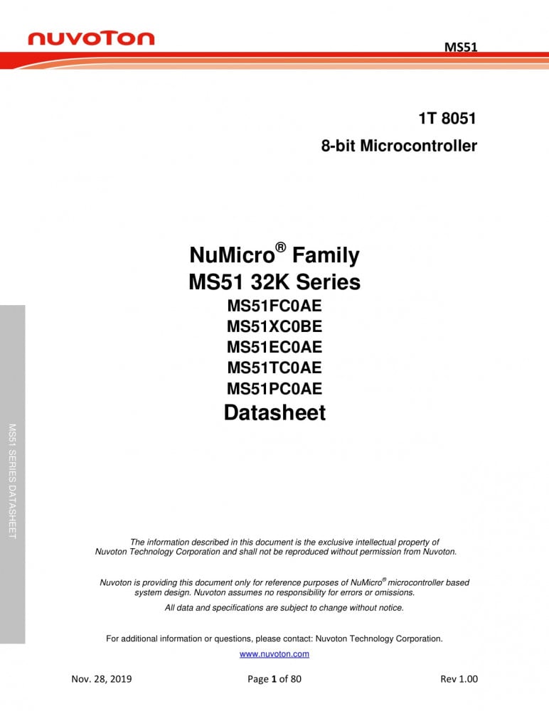 MS51TC0AE datasheet preview page 1