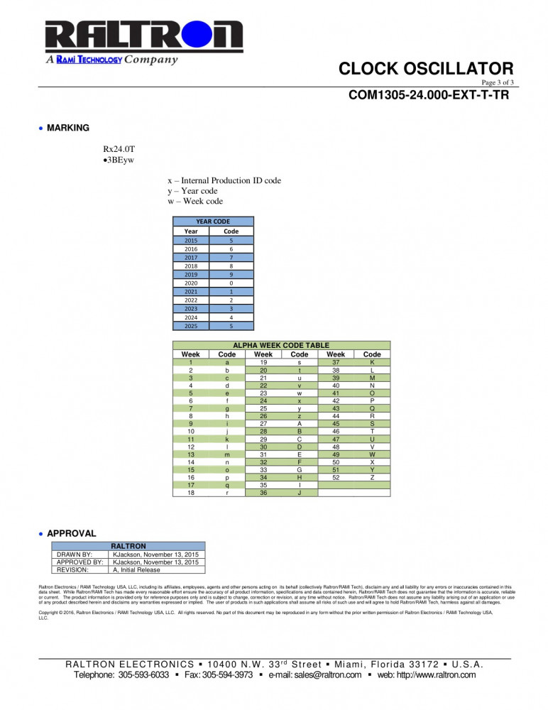 COM1305 product specification page 3