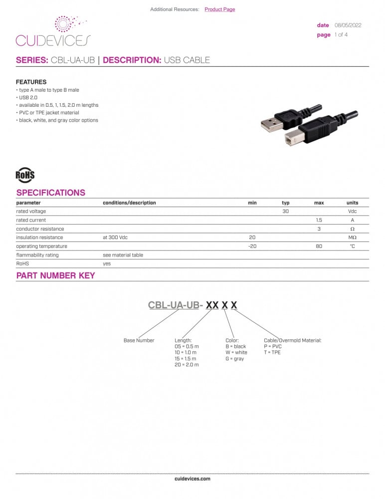 CBL-UA-UB-05GP technical document page 1