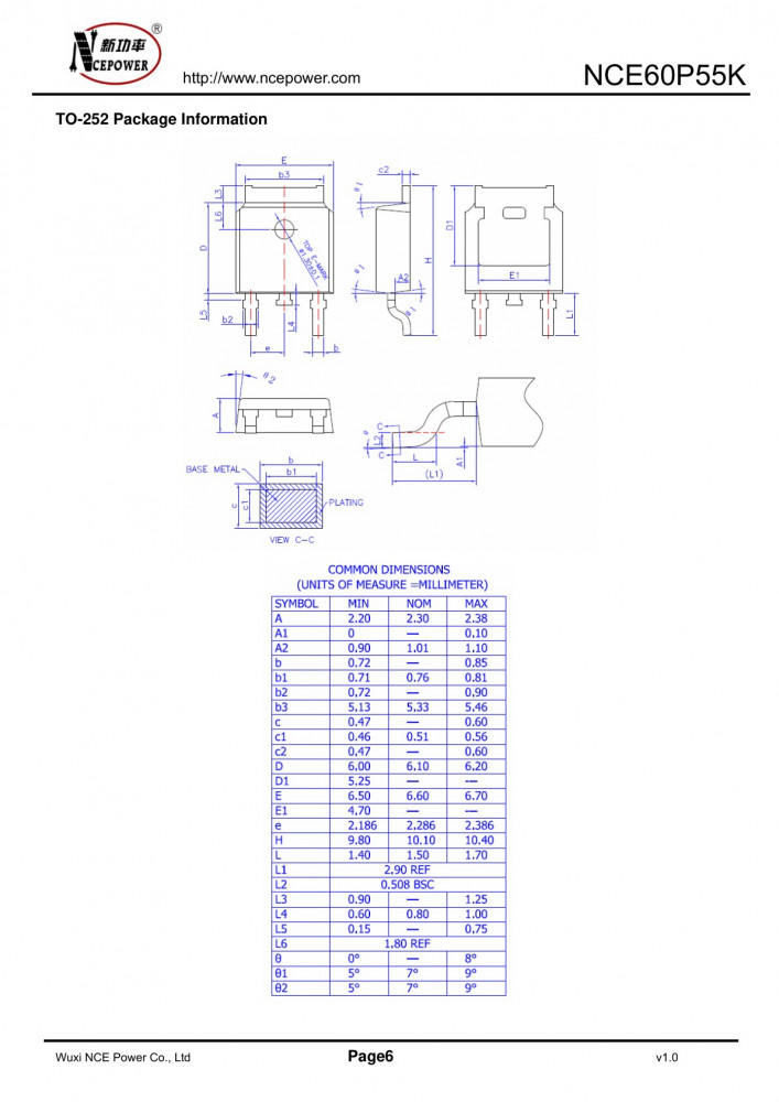NCE60P55K datasheet page 6