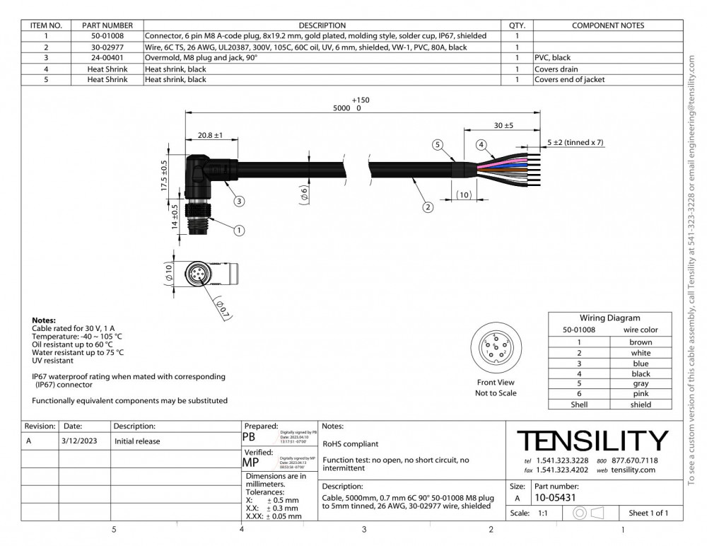 Tensility International 10-05431 product drawing