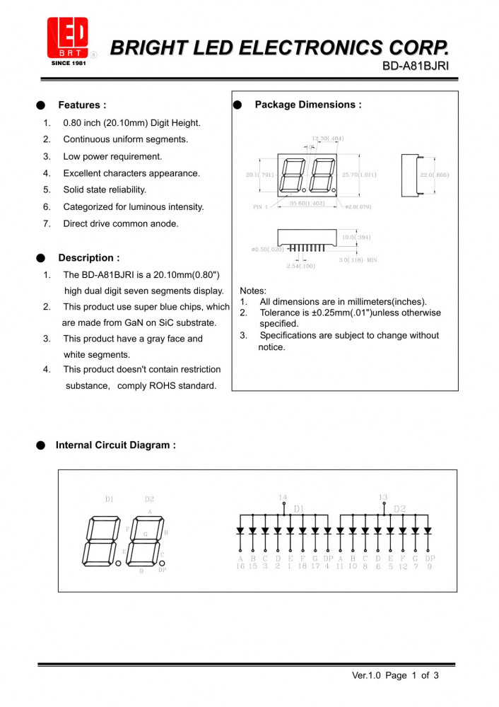 BD-A81BJRI product documentation page 1