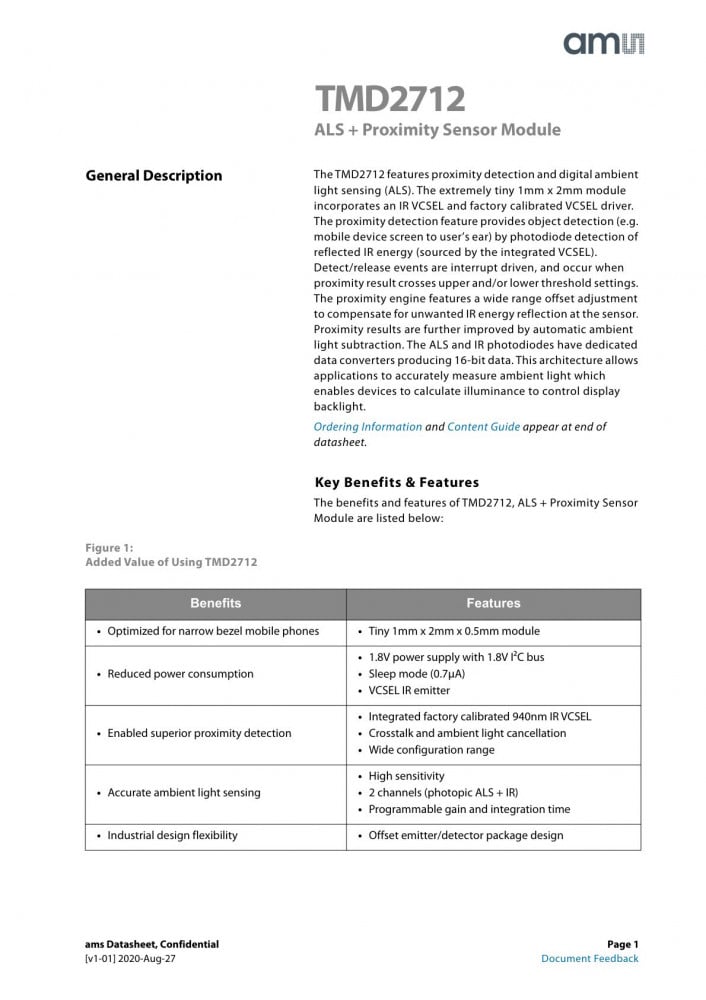 TMD27123M datasheet page 1