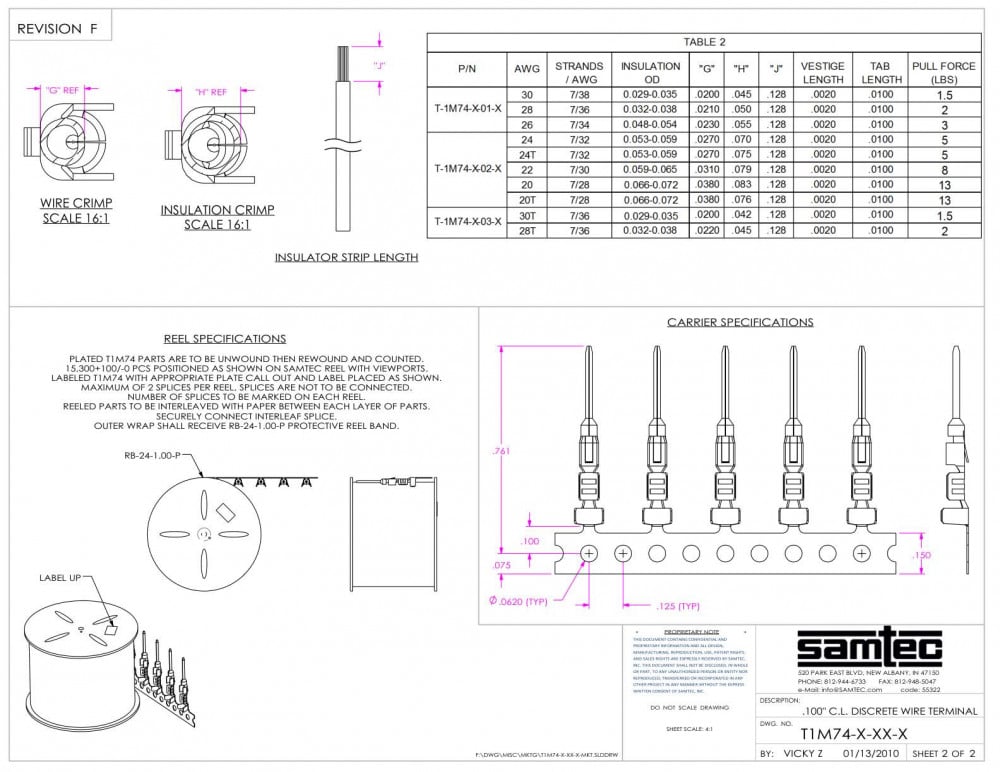 Samtec T1M74 technical drawing page 2