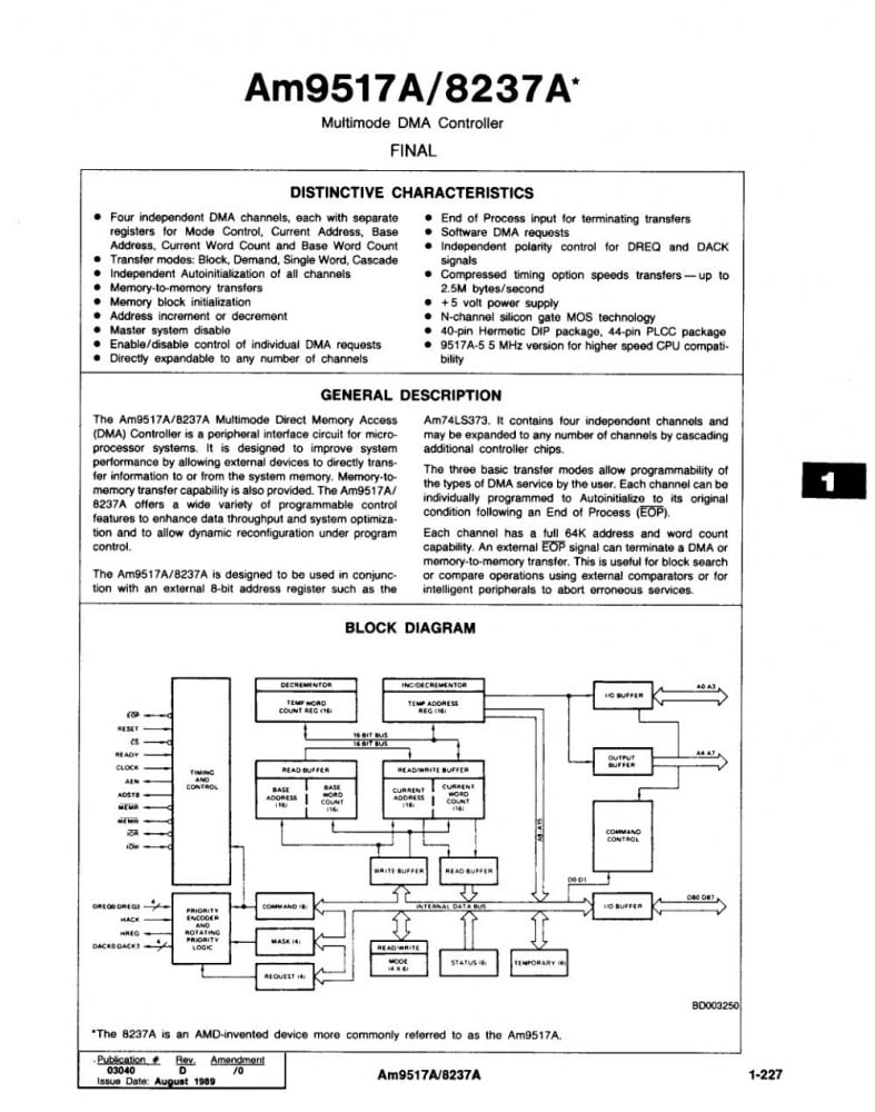 AM9517A-5JC datasheet page 1