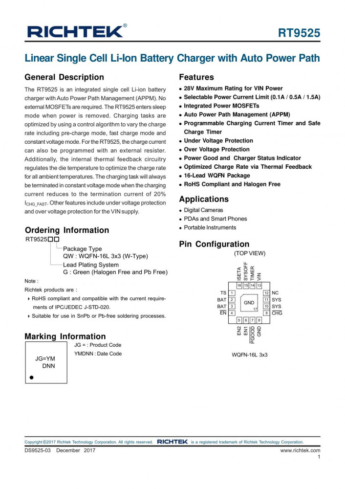 RT9525 technical document page 1
