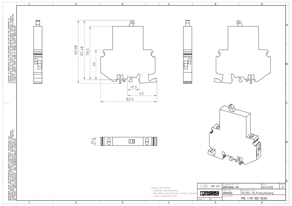 Phoenix Contact 0914523 technical drawing preview