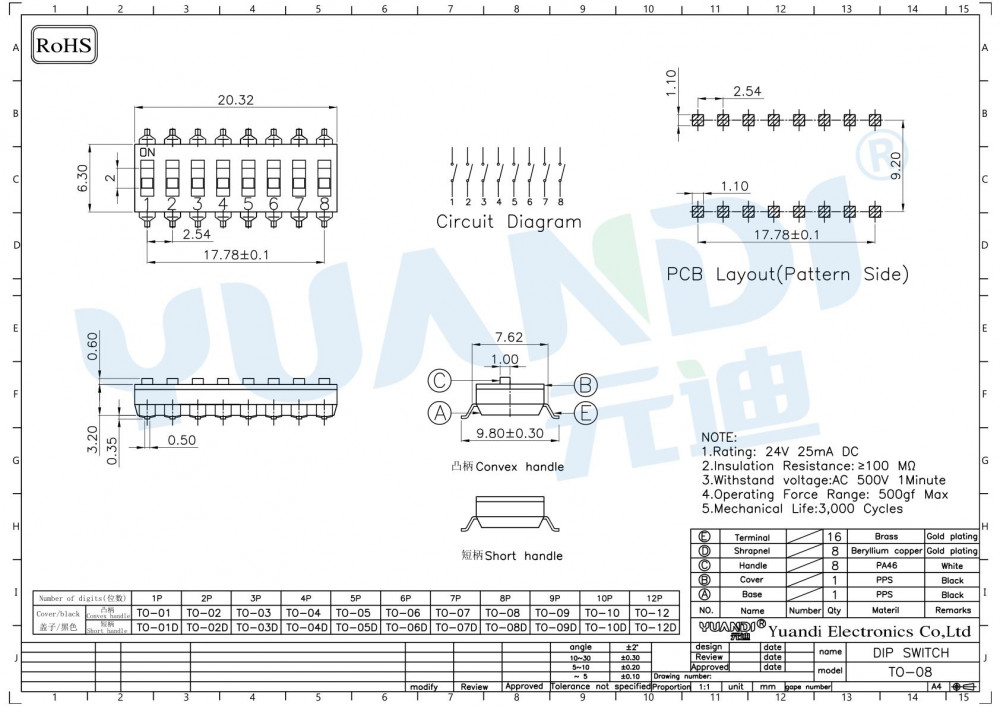 Yuandi TO-08 technical drawing