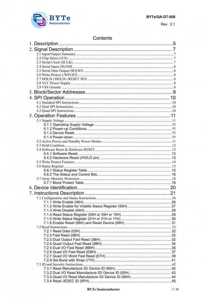 BY25Q32ES datasheet page 3
