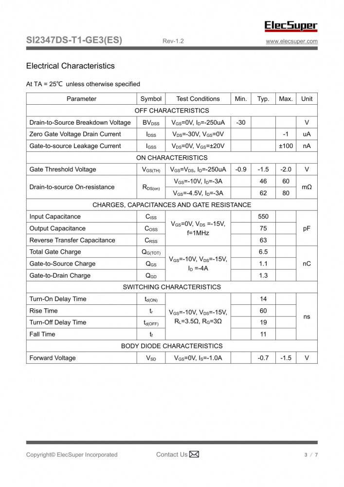 SI2347DS-T1-GE3(ES) datasheet page 3