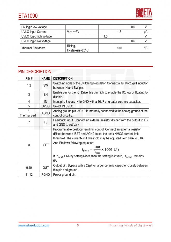 ETA1090D3M datasheet page 3