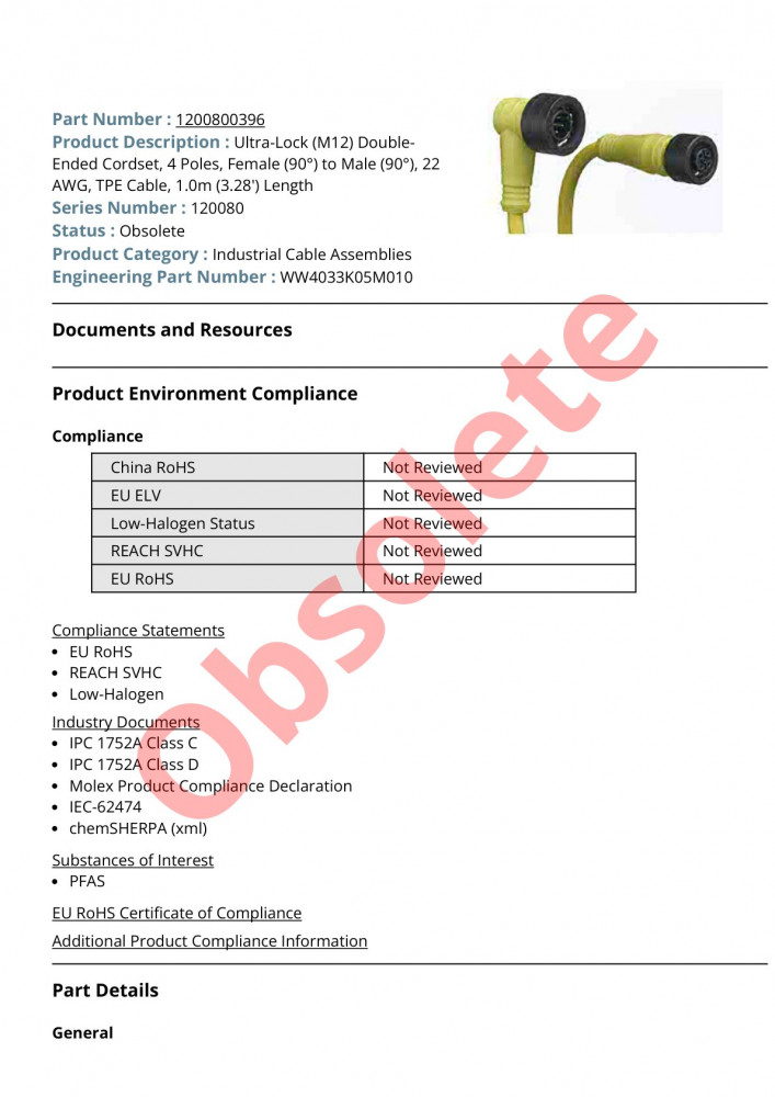 MOLEX 1200800396 document image, page 1