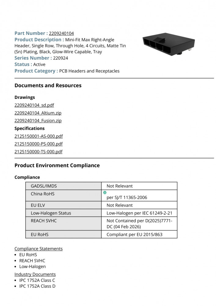MOLEX 2209240104 technical document image 1
