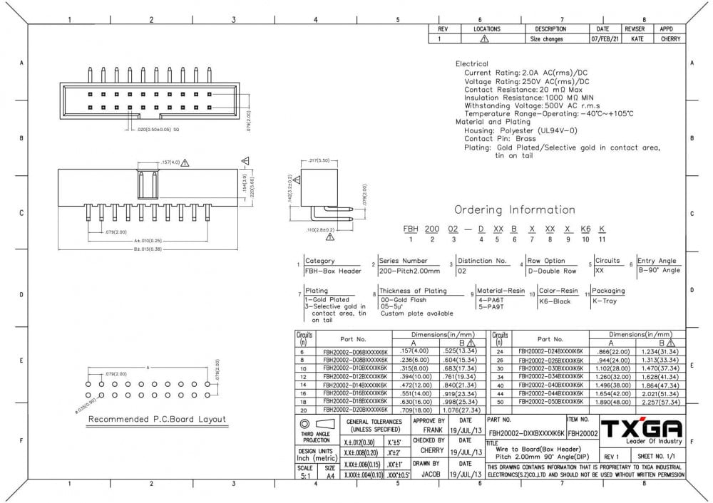 TXGA FBH20002-D26B1004K6K technical drawing