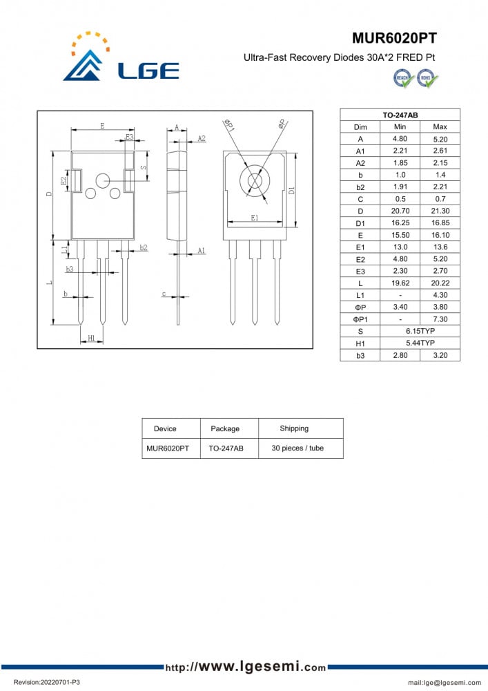 MUR6020PT datasheet page 3