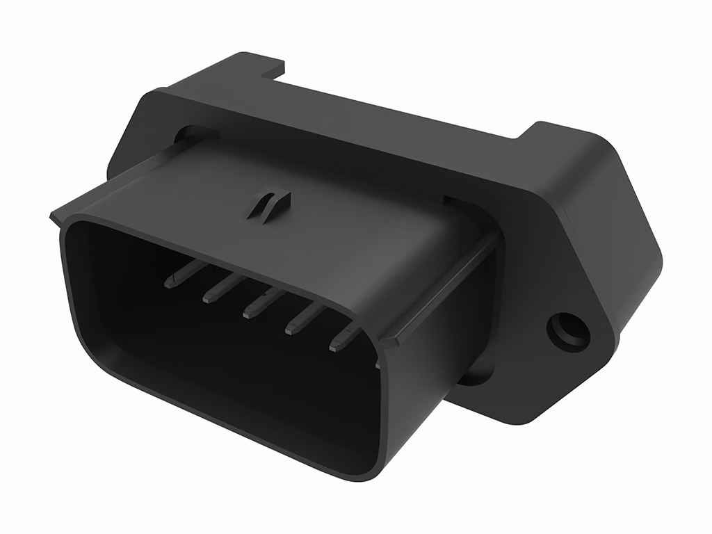 MX150L 10 Circuit Panel Mount Plug for 22-14 AWG Wire, Rear Mount Flange  Assembly, without Gasket, Black