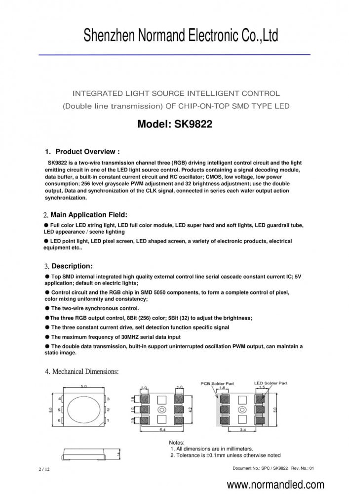 SK9822 specification page 2