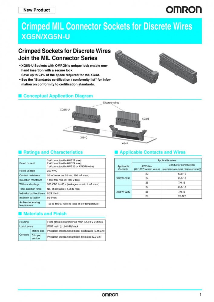 OMRON XG5N/XG5N-U datasheet page 1