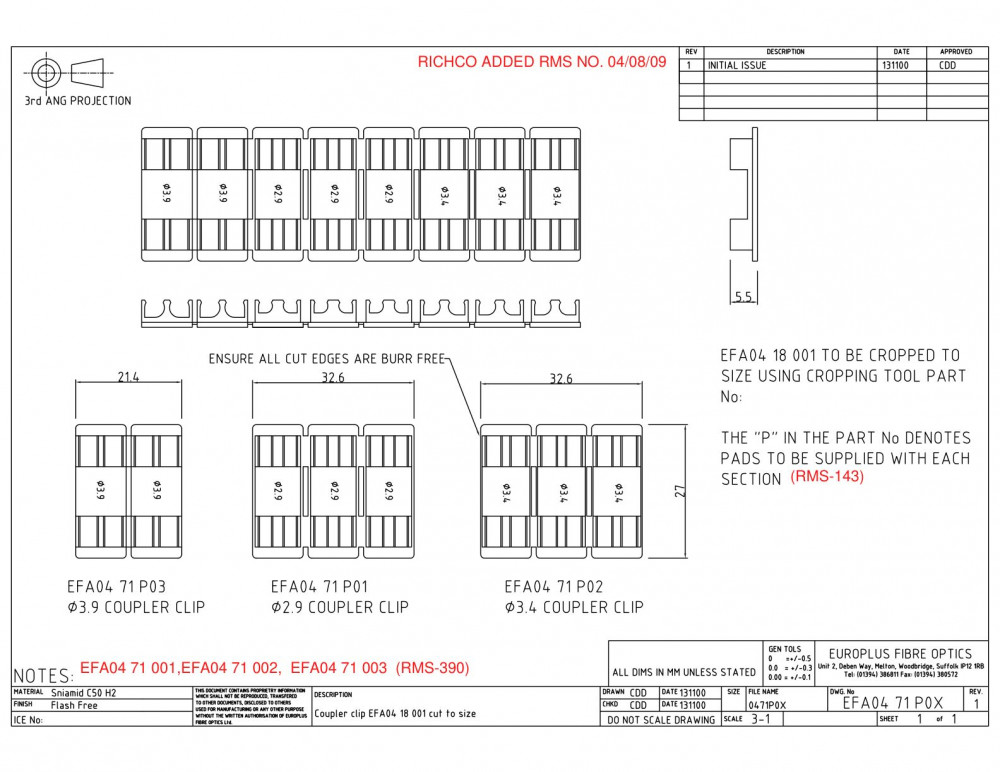 Essentra EFA04-71-P01 technical drawing
