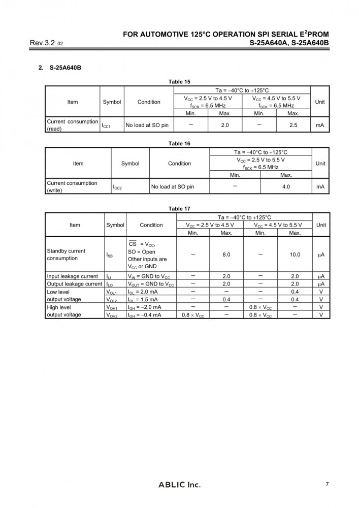ABLIC S-25A640B datasheet page 7