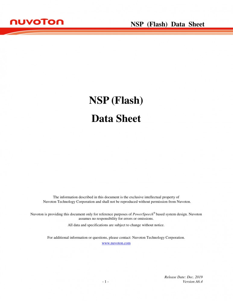 NSP datasheet page 1