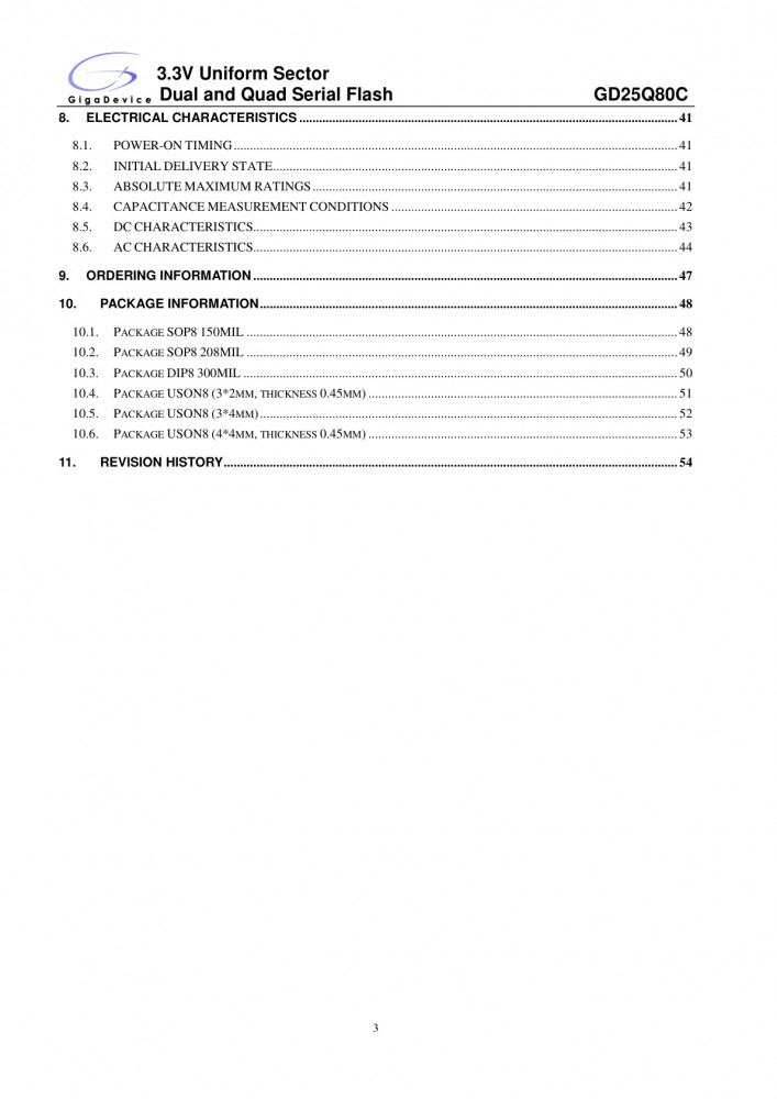 GD25Q80C datasheet page 3