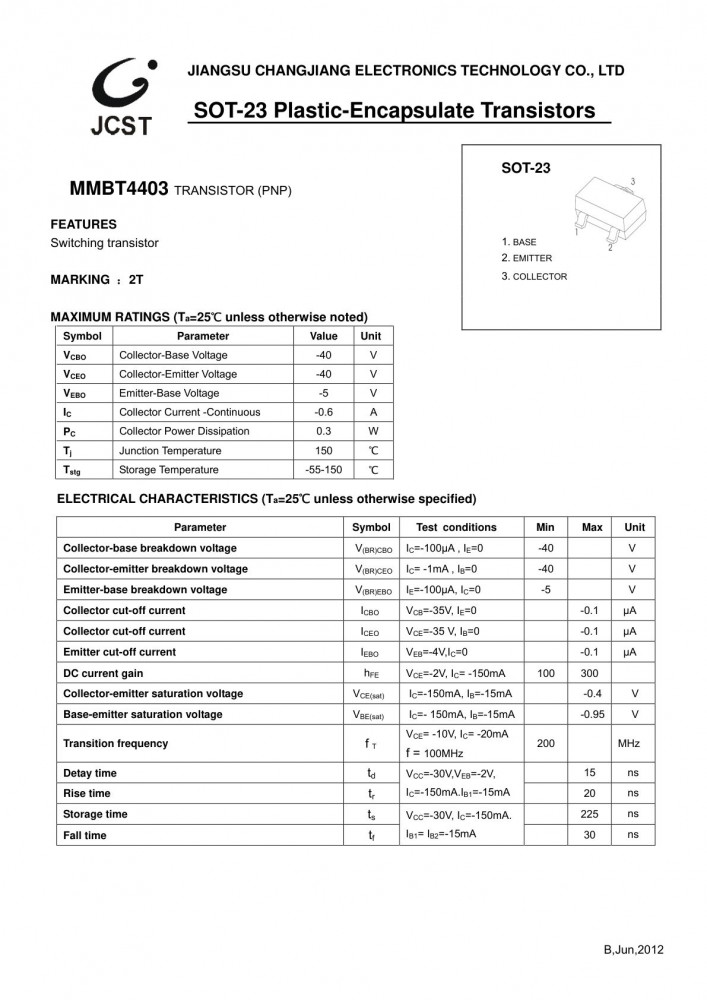MMBT4403 datasheet page 1