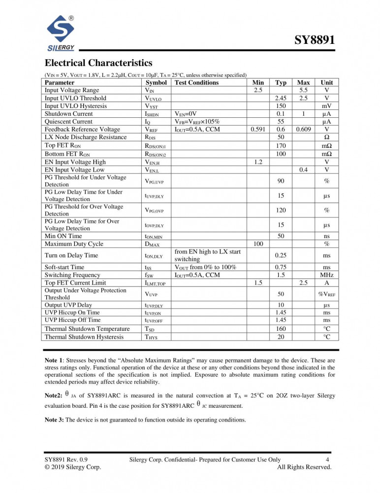 SY8891ARC datasheet page 4