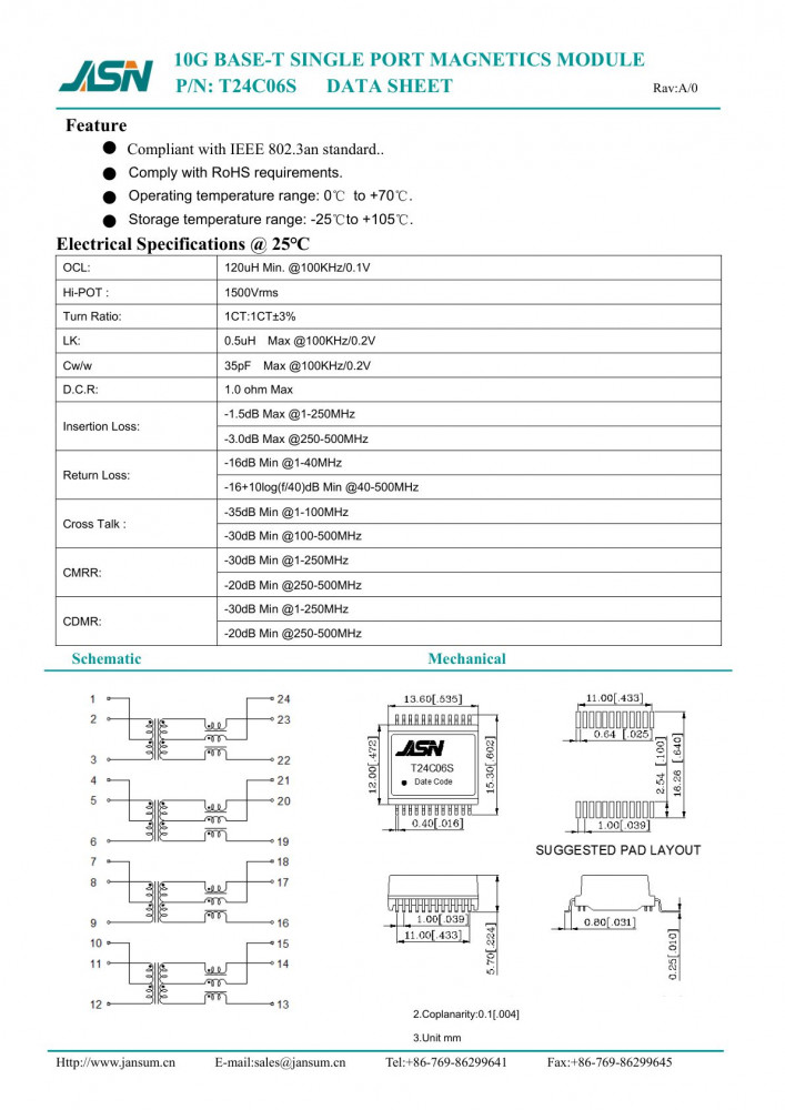 JASN T24C06S datasheet page