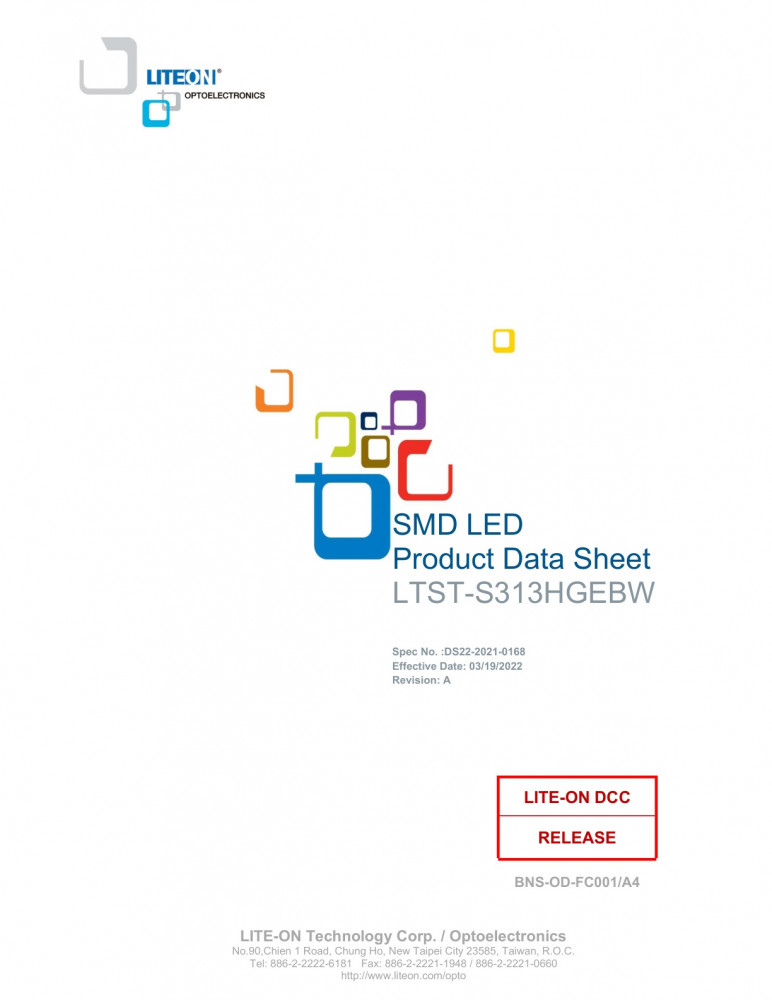 LTST-S313HGEBW datasheet page 1